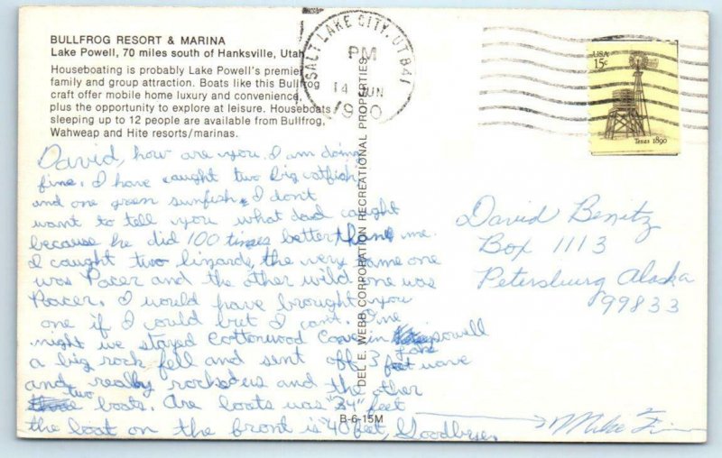 LAKE POWELL, Utah UT ~ Houseboat BULLFROG RESORT & MARINA 1980 Postcard ...
