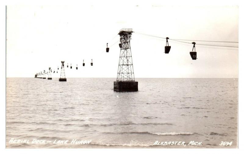 RPPC Aerial Dock for Loading Gypsum, Lake Huron, Alabaster, MI Postcard ...