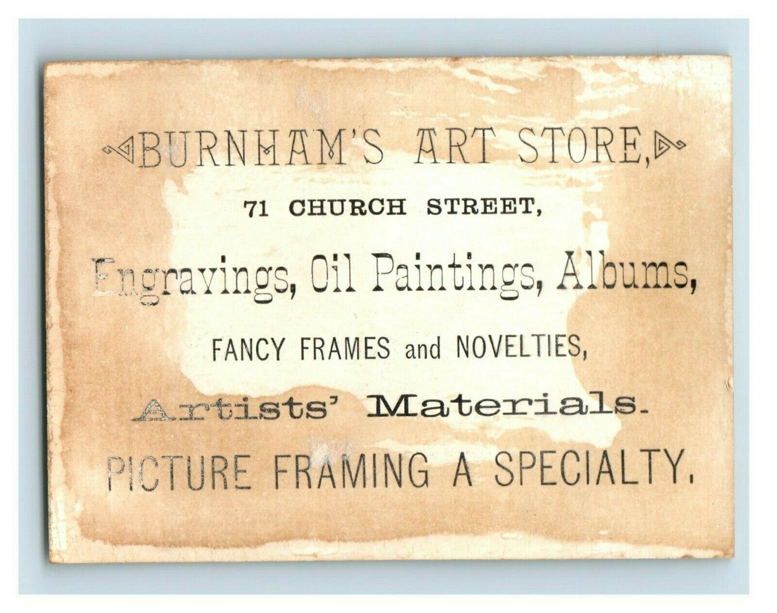 1870s-80s Lovely Cat Burnham's Art Store Materials Engravings Trade ...