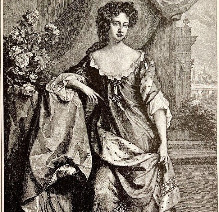 Queen Anne Victorian Print 1901 Woman History Ephemera Antique DWP4C ...