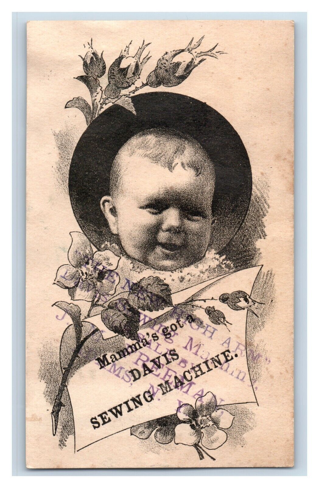 1880s Davis Sewing Machine Song On Back Smiling Baby P139 | Ephemera ...