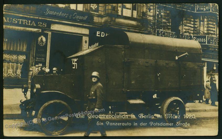 Germany 1919 Freikorps Berlin Swistika on Panzerauto Pre 3rd Reich RPPC ...