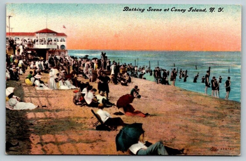 Bathing Scene at Coney Island New York Postcard c1915 | United States ...