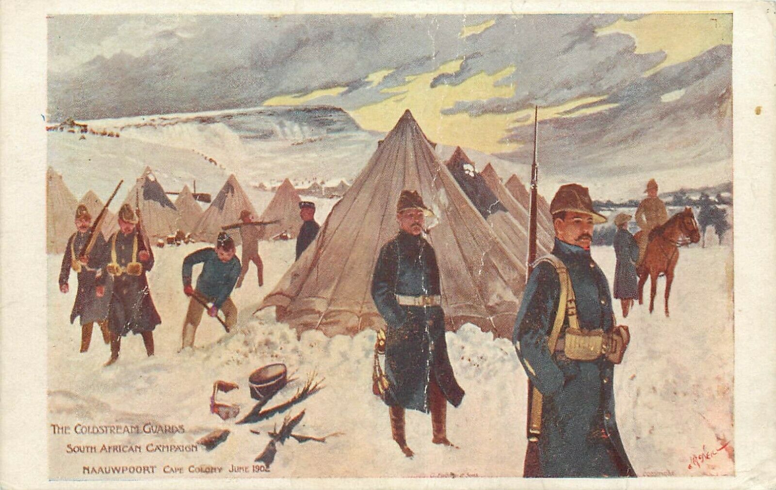 The Coldstream guards south african campaign cape colony tents postcard ...