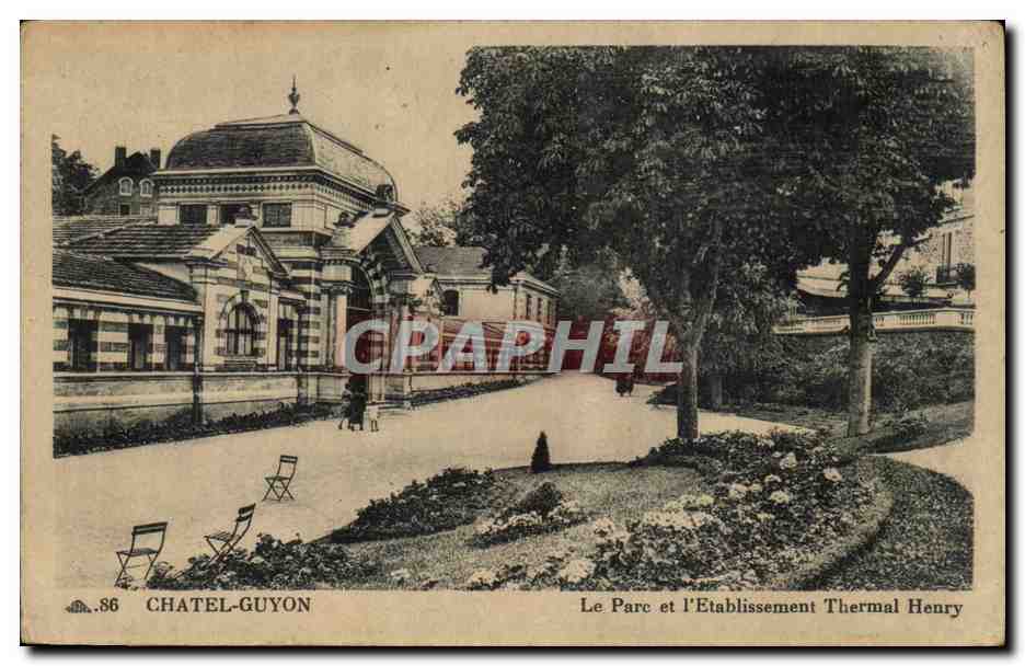 Chatelguyon Old Postcard The park and & # 39etablissement Henry ...