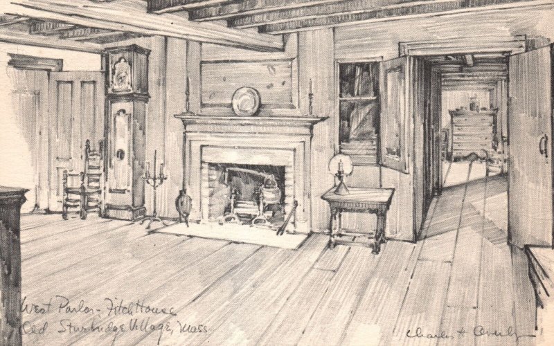 Vintage Postcard West Parlor Stephen Fitch House Old Sturbridge Village ...