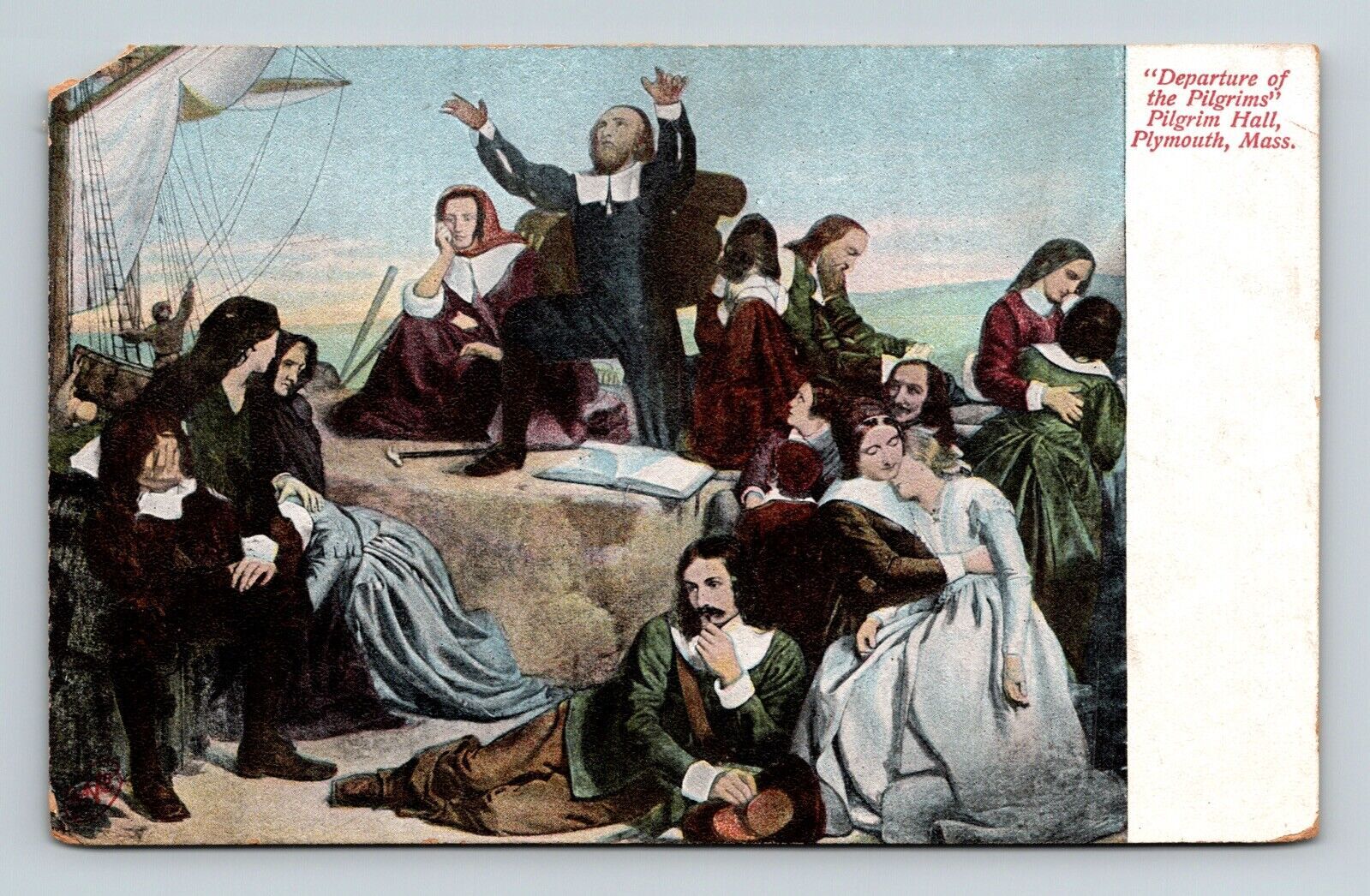 Plymouth Massachusetts Historic Pilgrim Hall Departure Painting DB ...