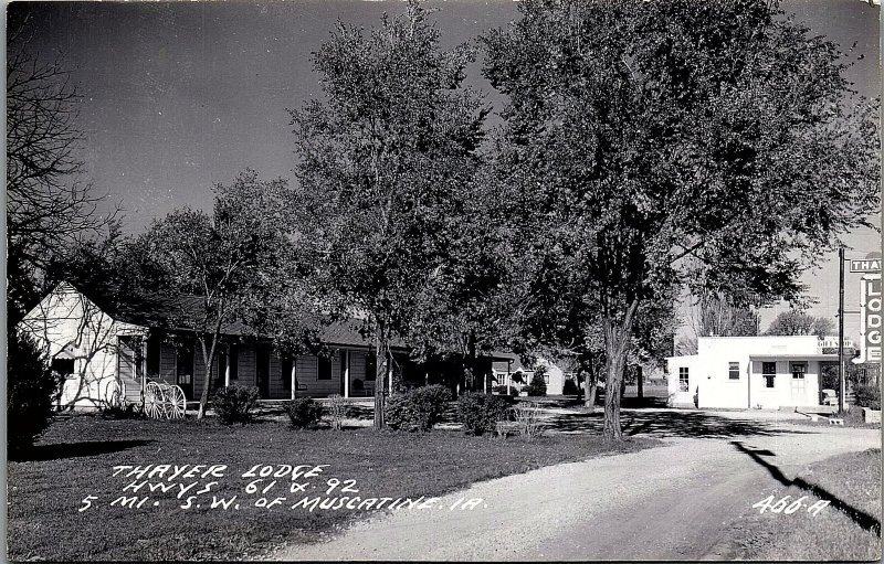 C1935 Muscatine Iowa Thayer Lodge HWY 61 & 92 Rppc Photo Postcard 36-50 ...