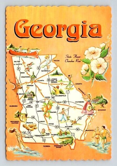 Greetings From Georgia Map - Deckled Edge Dexter Press Postcard | Asia ...