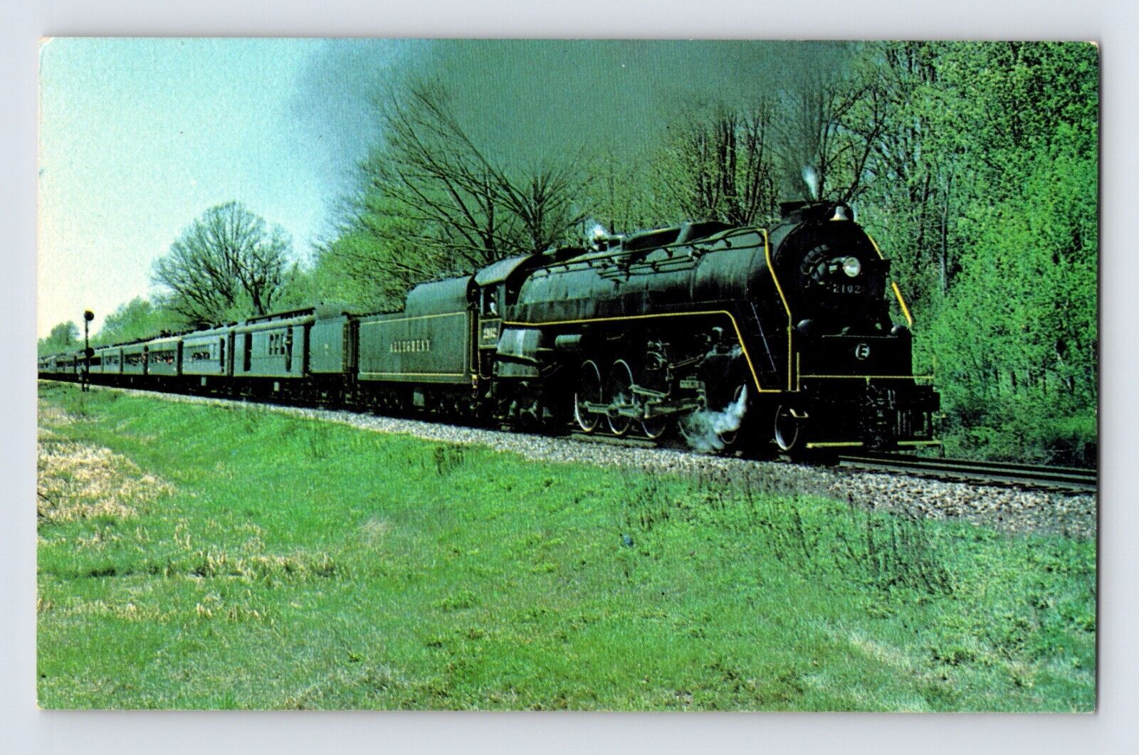 Postcard Railroad Train Allegheny Northern Type Steam Engine Latimer OH ...