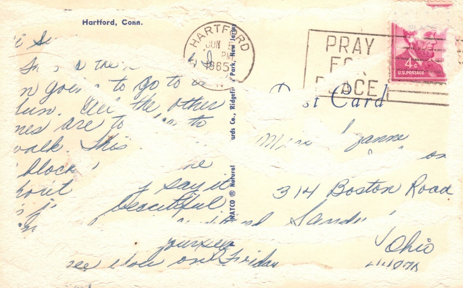 Vintage Postcard 1965 Historical Parish Church Building Hartford ...