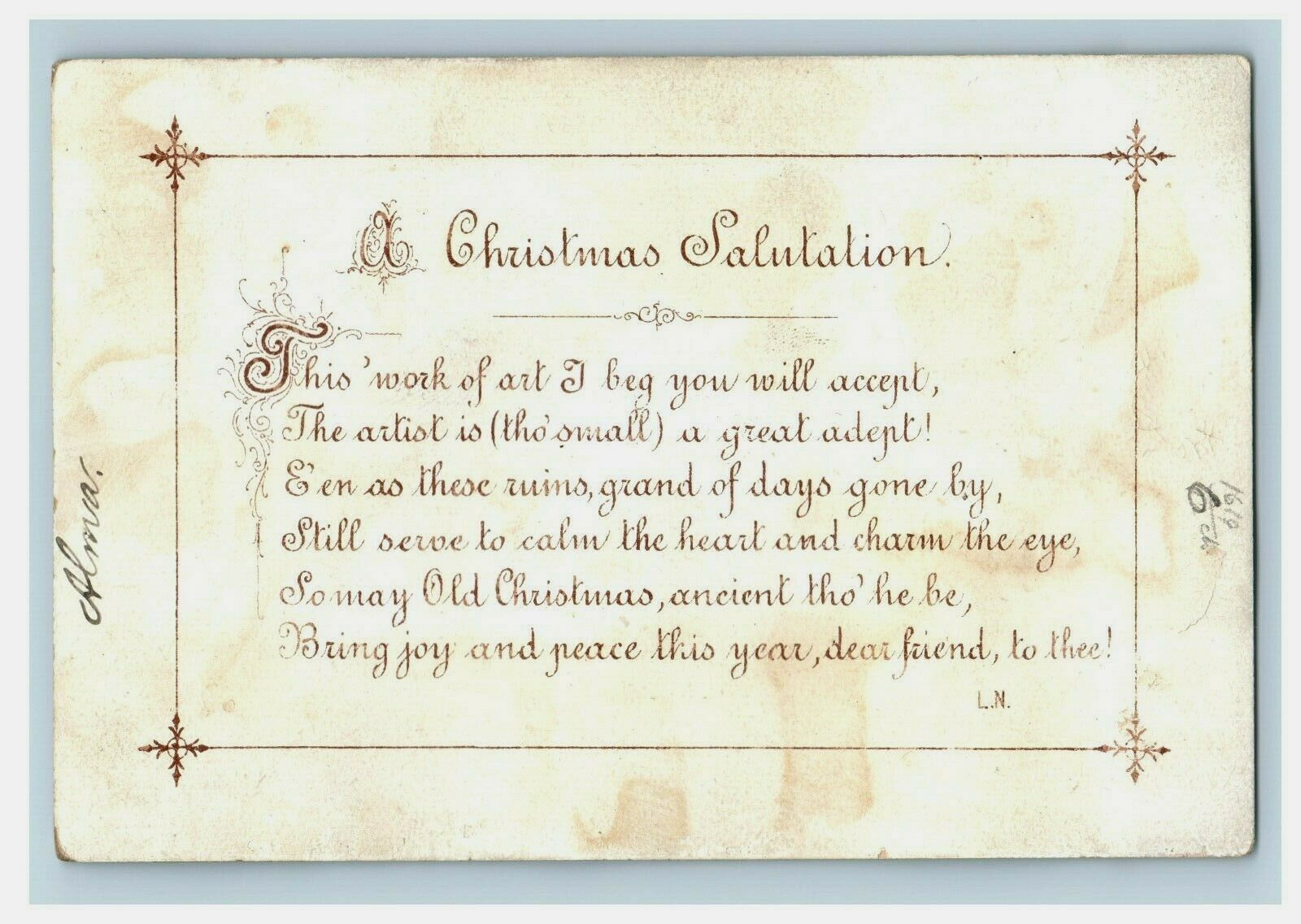 1880s Victorian Christmas Card Poem Adorable Child Painting Fab! P210 ...
