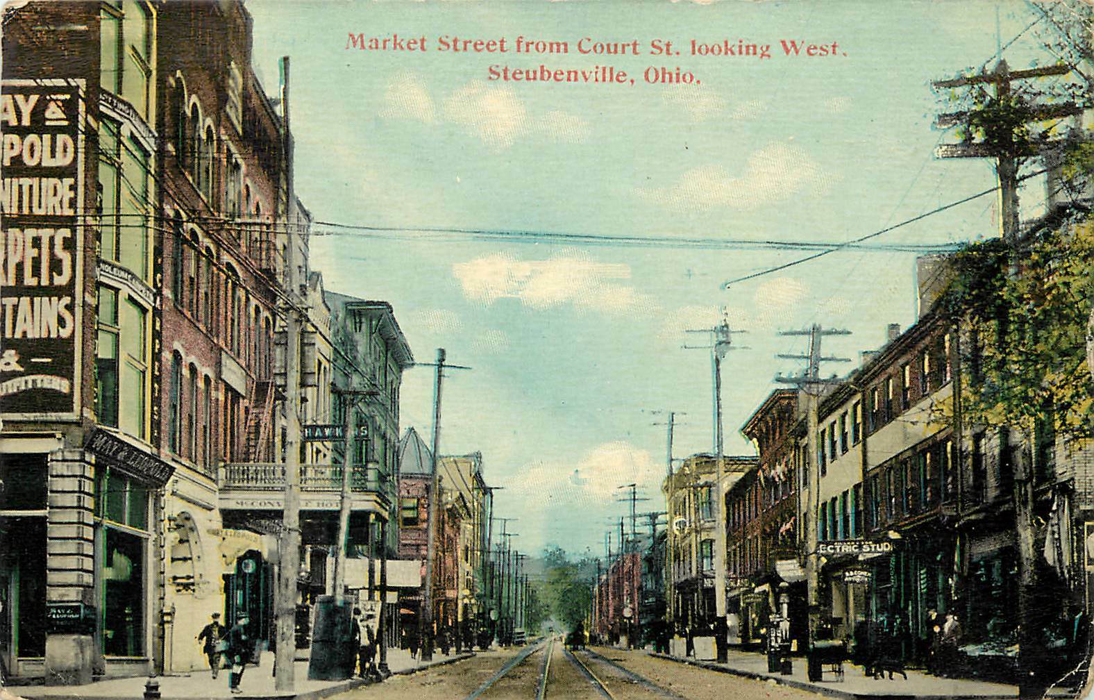 c1910 Postcard; Steubenville OH Main Street from Court St. Jefferson ...