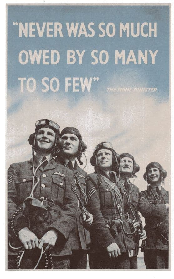 Never Was So Much Owed By So Many To So Few WW2 Poster Postcard ...