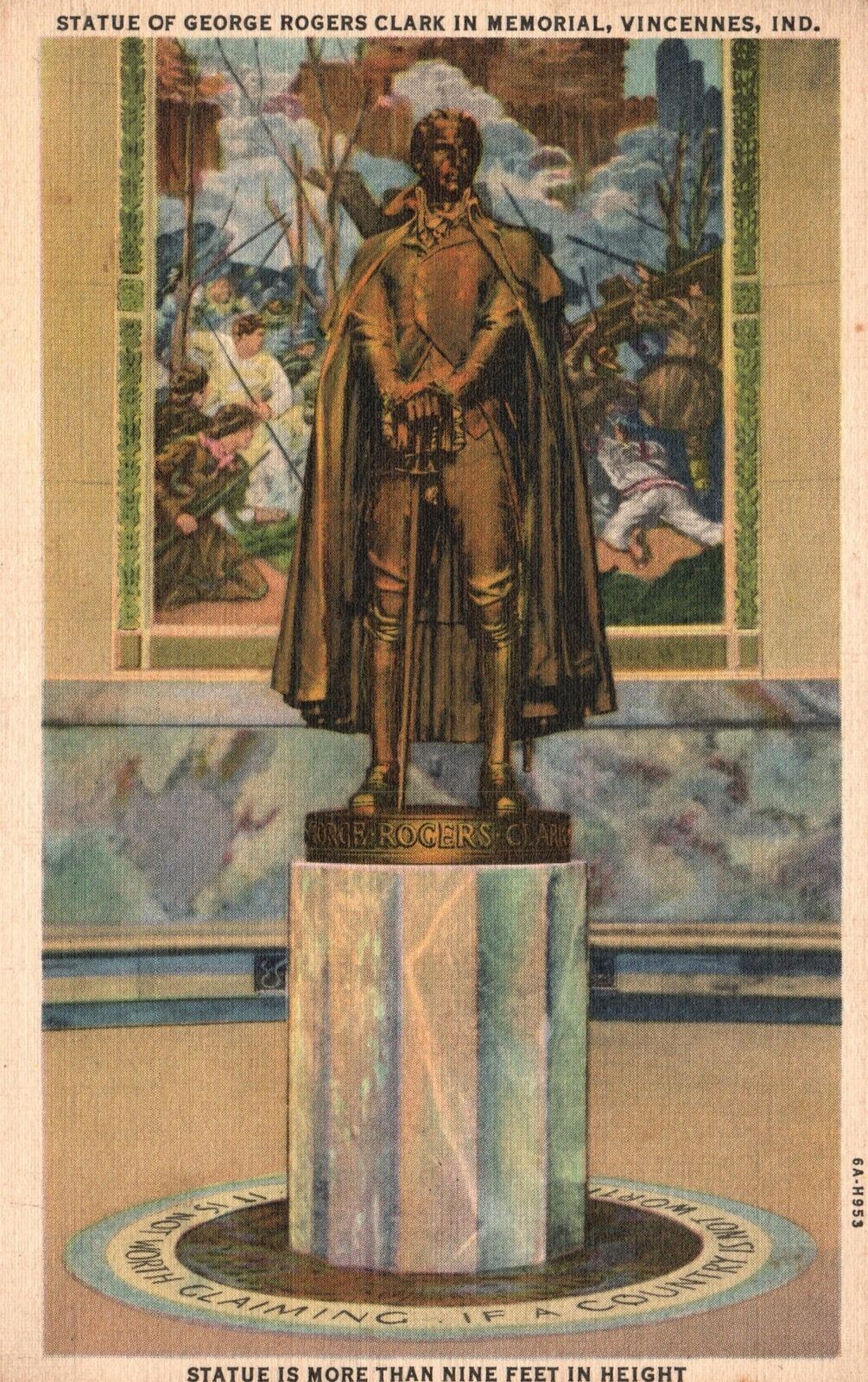Vintage Postcard 1937 Statue George Rogers Clark in Memorial Vincennes ...