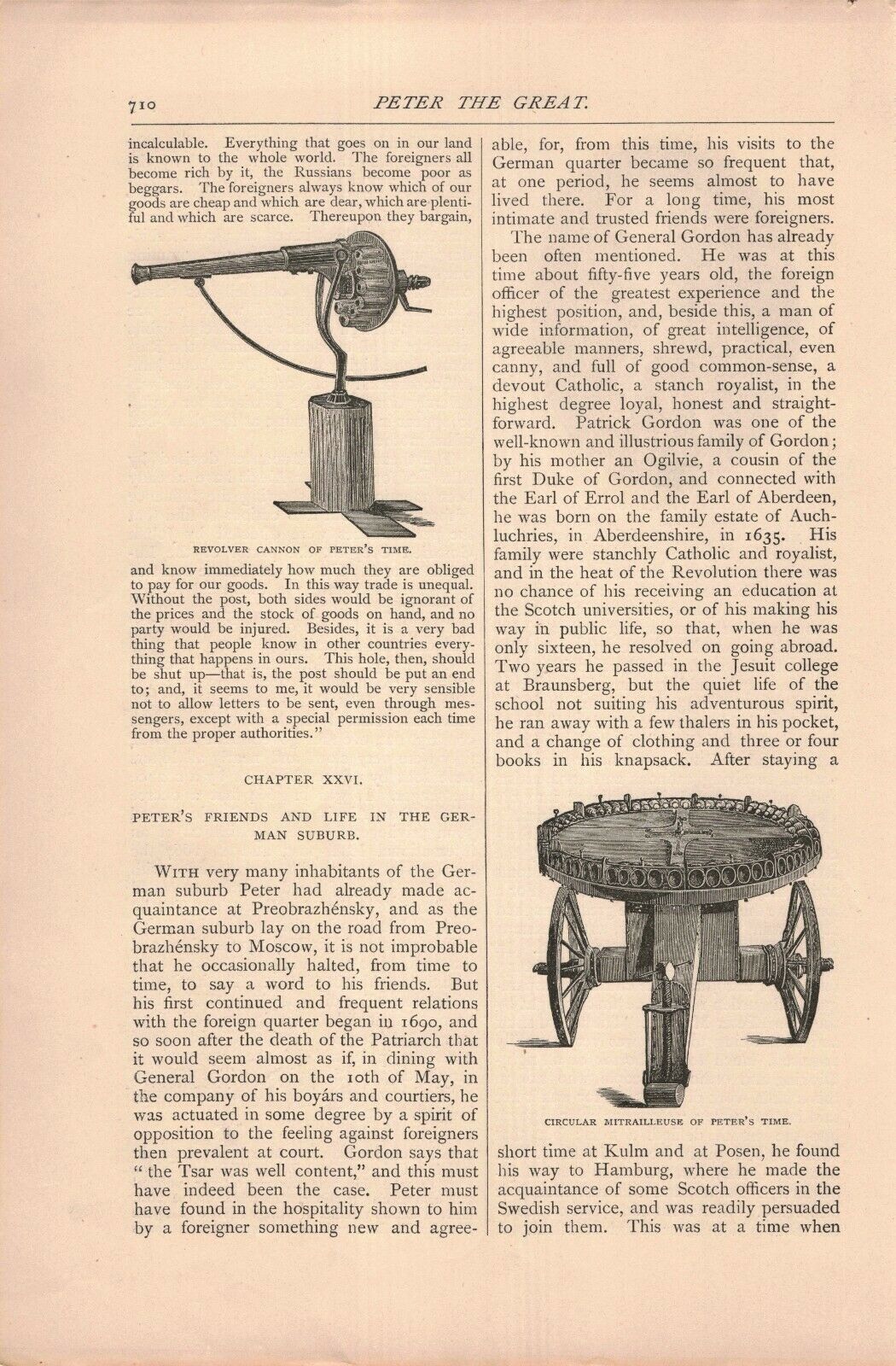1880 Victorian Engraving Revolver Cannon & Circular Mitrailleuse 2v1-74 ...