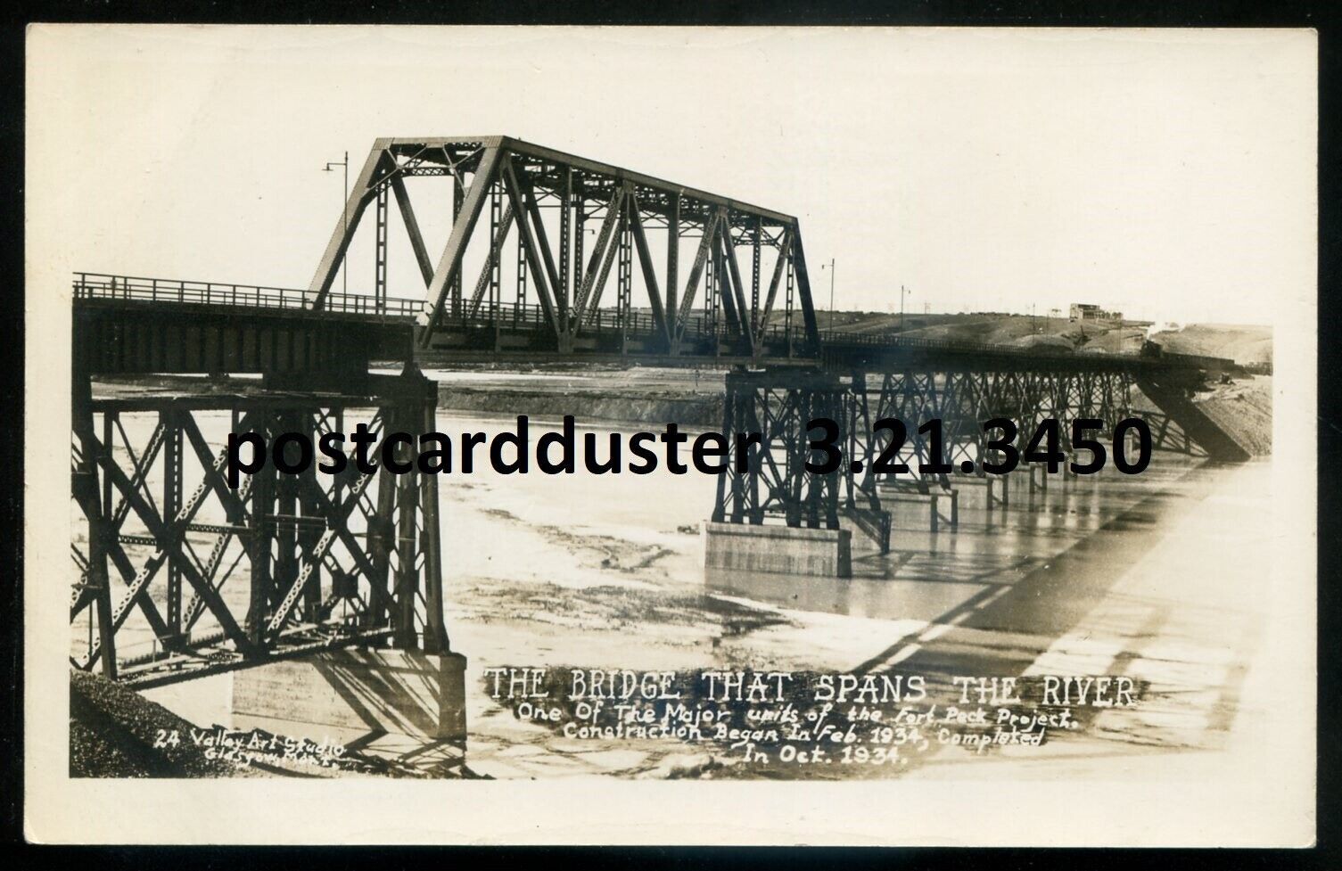 h216 - FORT PECK Montana 1934 Iron Bridge. Real Photo Postcard | United ...