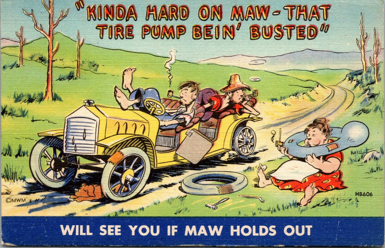 Vtg Comic Postcard Kinda Hard On Maw Hillbilly Funny Cartoon Humor ...
