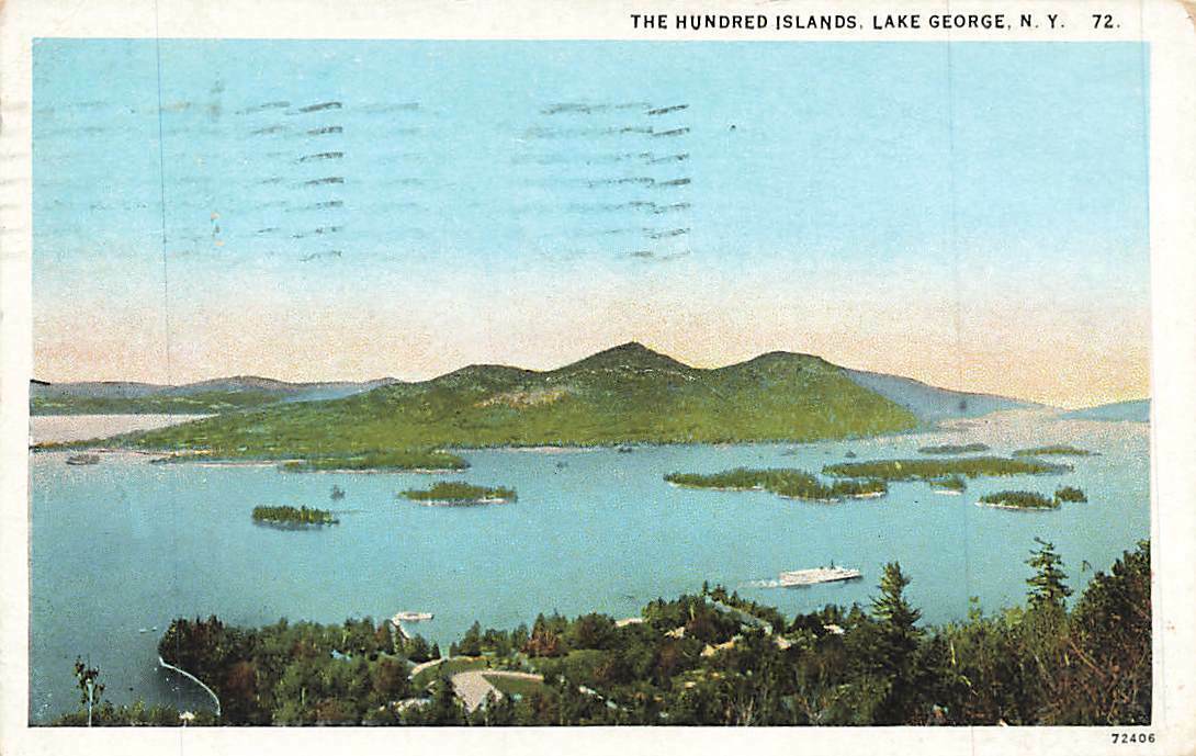 The Hundred Islands Lake George Steamer Birds Eye White Border New York ...