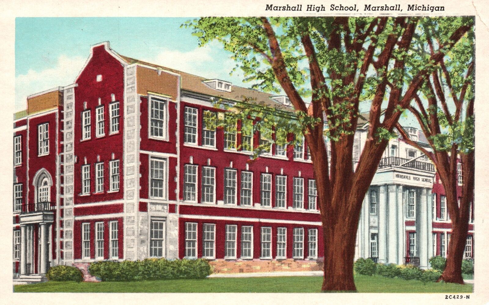 Vintage Postcard Marshall High School Building Landmark Marshall ...