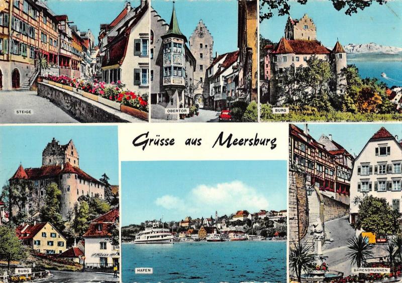 GG13342 Gruesse aus Meersburg Steige, Burg, Hafen Schiff, Barenbrunnen ...