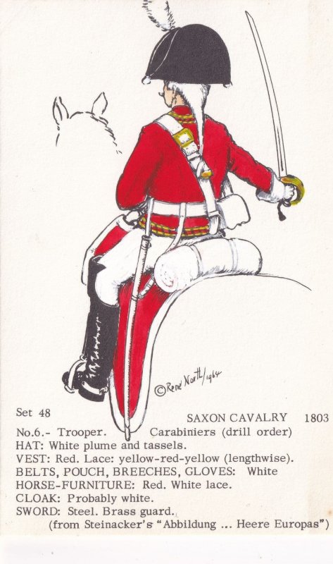 Saxon Cavalry Carabiniers Trooper Regiment Napoleonic War PB Postcard ...