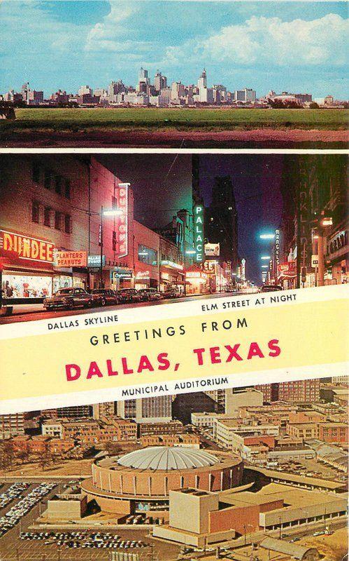 Dallas Texas 1950s Skyline Elm Street Municipal Auditorium Texas ...