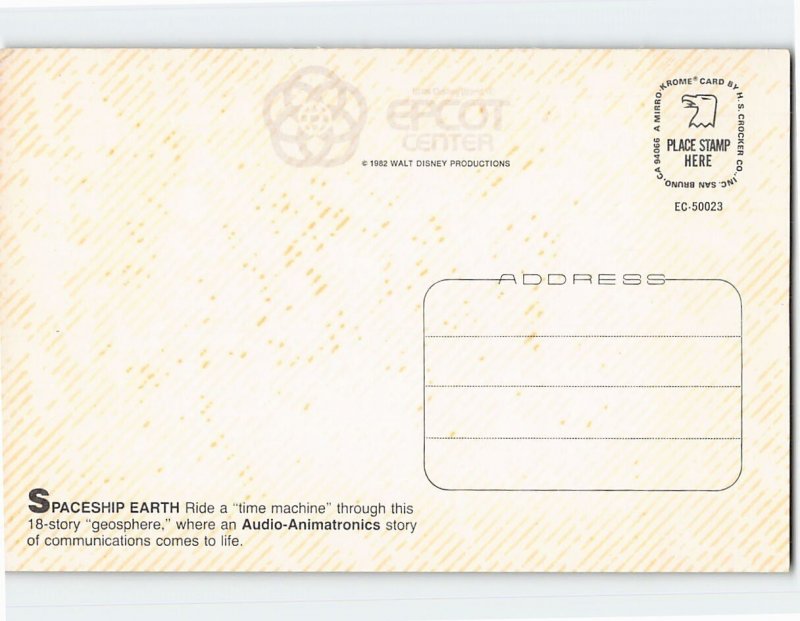 Postcard Spaceship Earth, Epcot, Walt Disney World, Lake Buena Vista ...