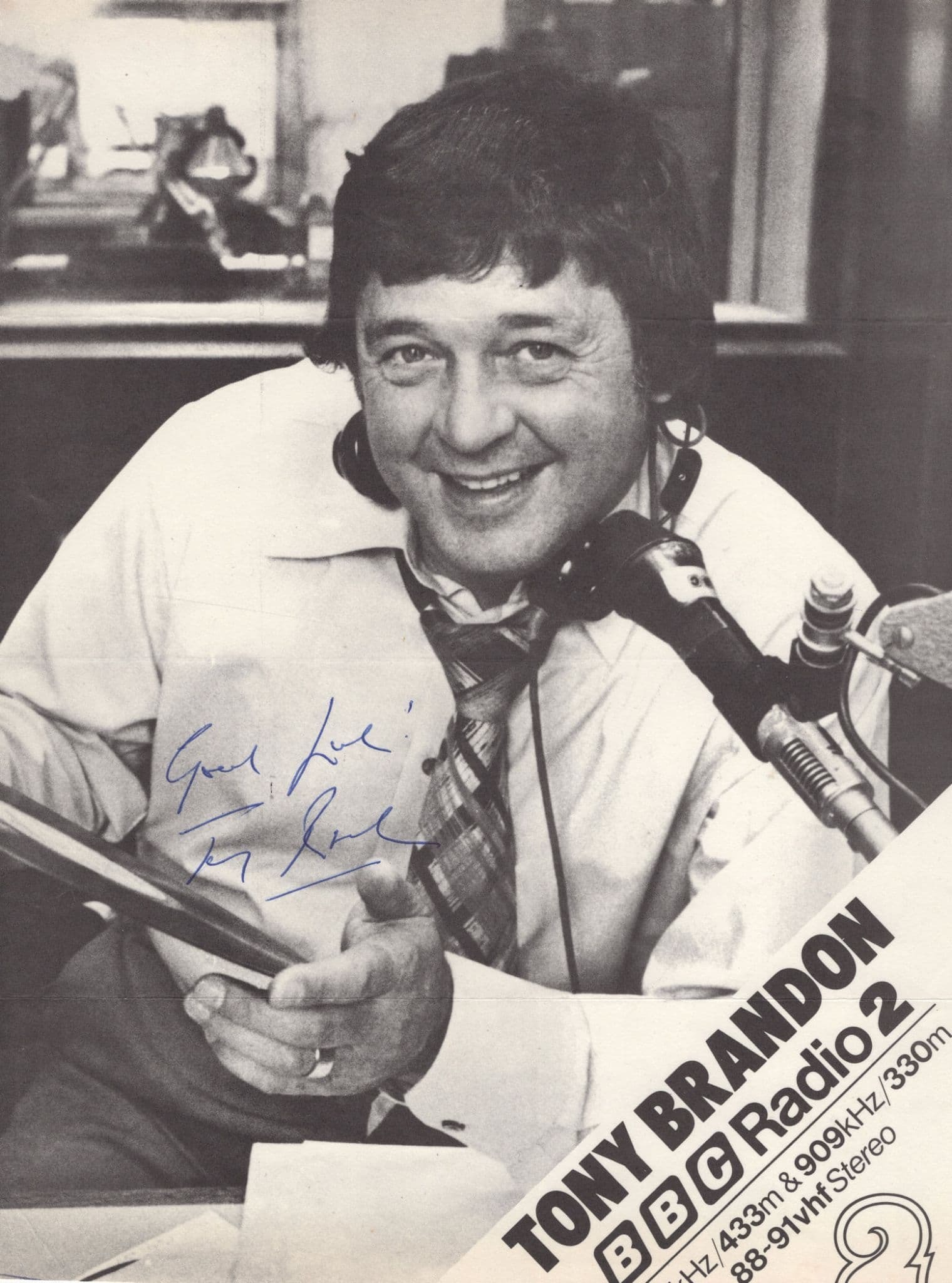Tony Brandon Vintage BBC Radio 2 DJ Large Signed Picture Autograph ...