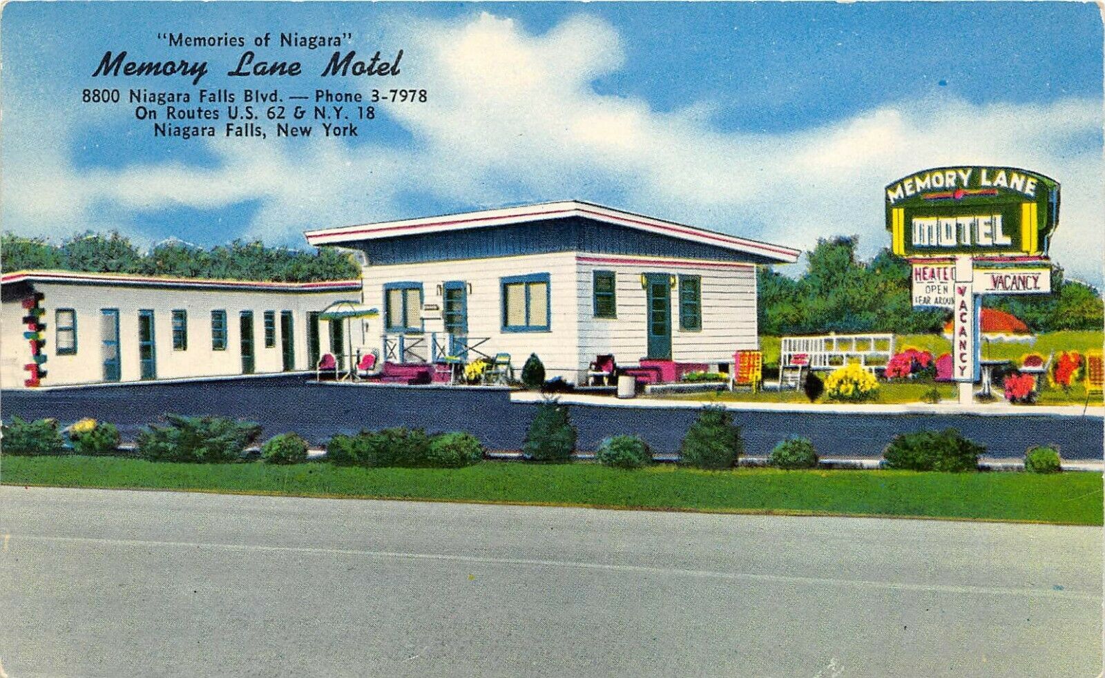 Niagara Falls New York 1950s Postcard Memory Lane Motel | United States ...