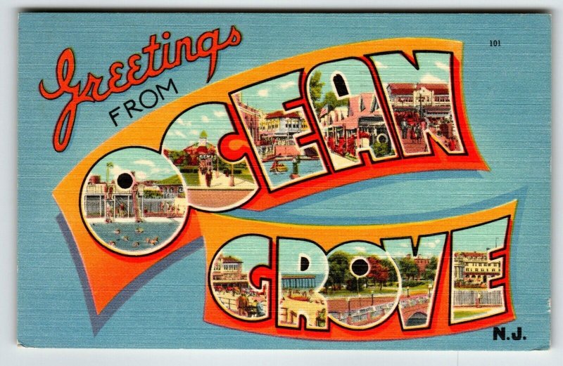 Greetings From Ocean Grove New Jersey Beach Boardwalk Large Letter ...