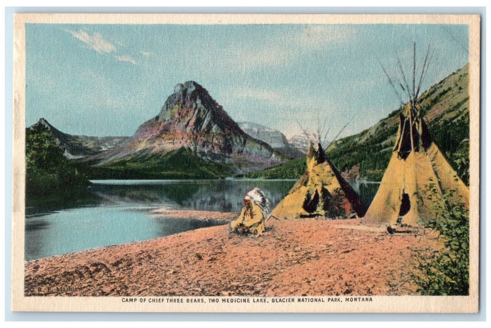 c1920's Camp Of Chief Three Bears Two Medicine Lake Glacier Montana MT ...