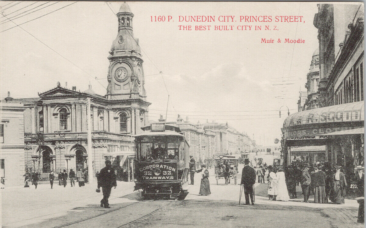 Dunedin City NZ New Zealand Princes Street Tram Unused Muir & Moodie ...