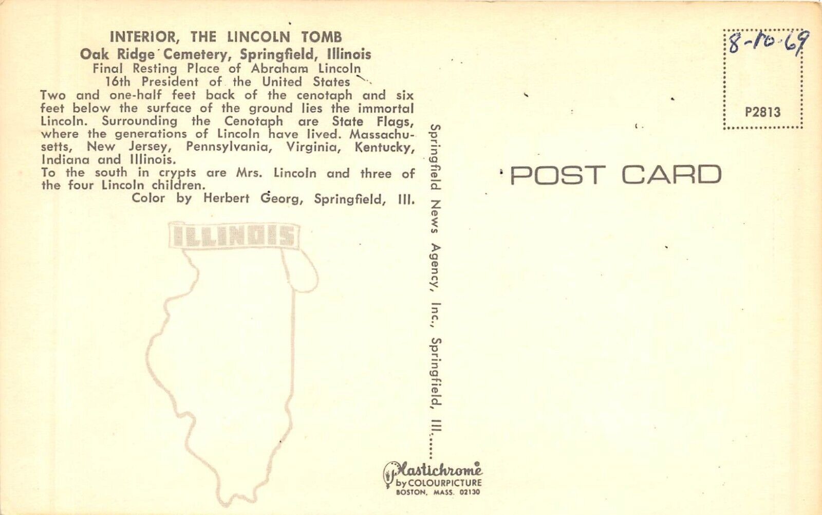 Springfield Illinois 1960s Postcard Interior The Lincoln Tomb | United ...