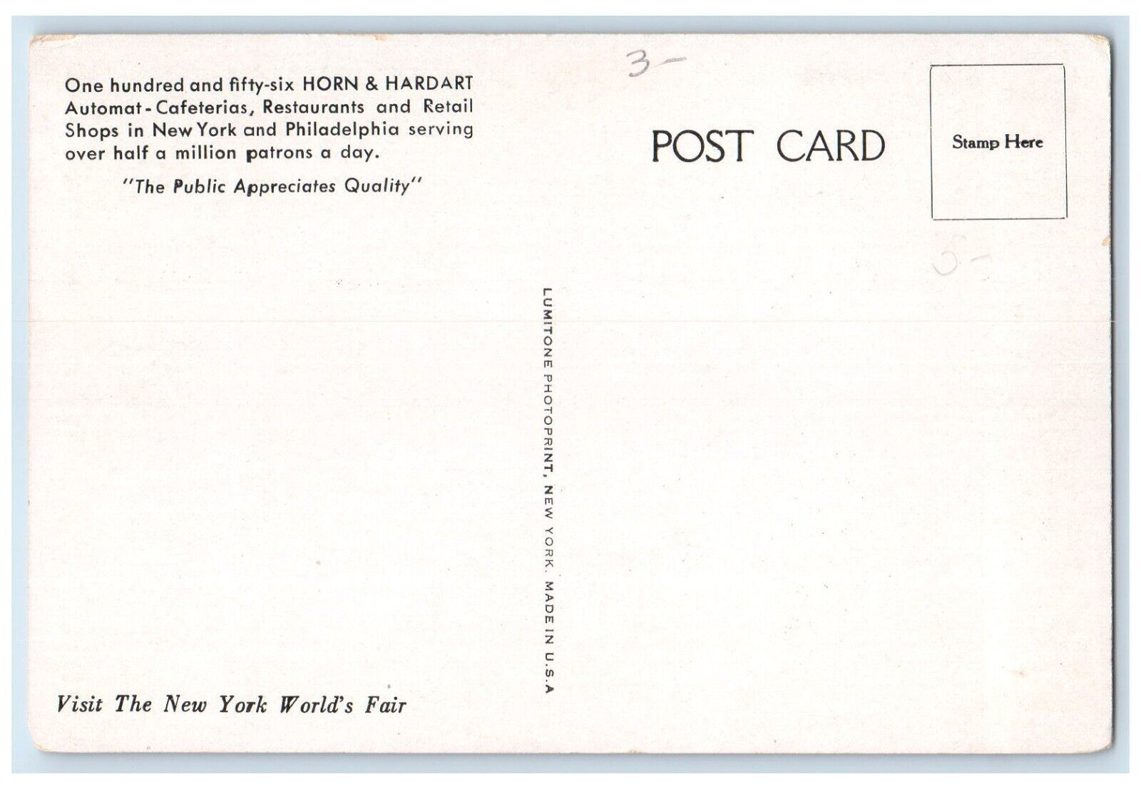 Times Square New York Postcard Automat Horn Hardart Horn Hardart c1940 ...