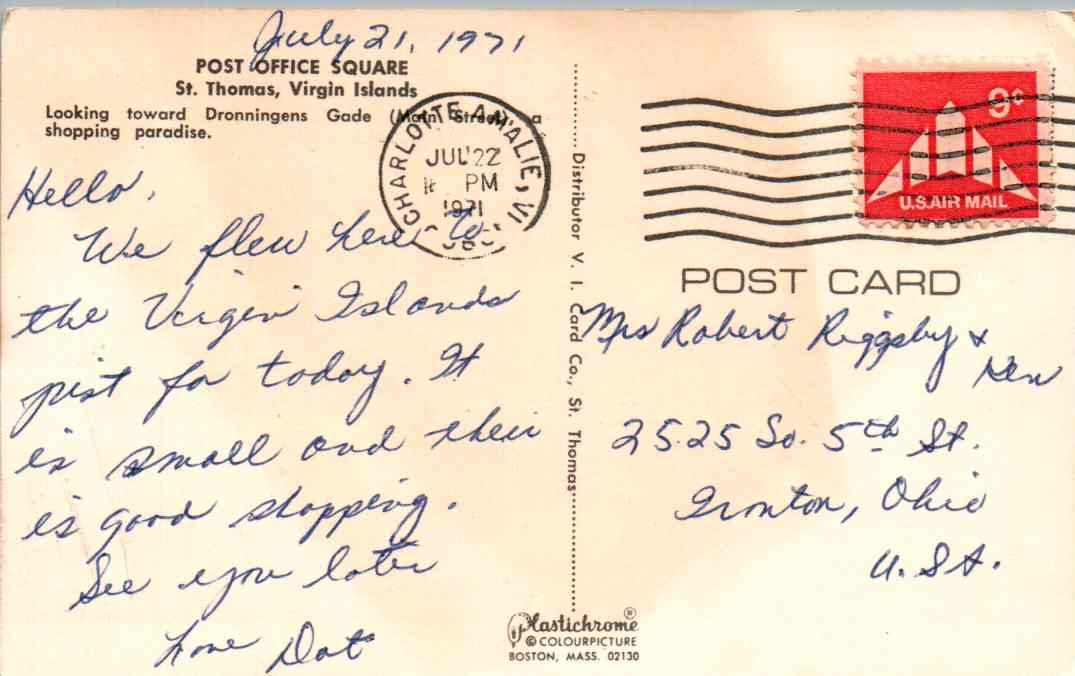 St. Thomas, Virgin Islands - The Post Office Square - in 1971 | United ...