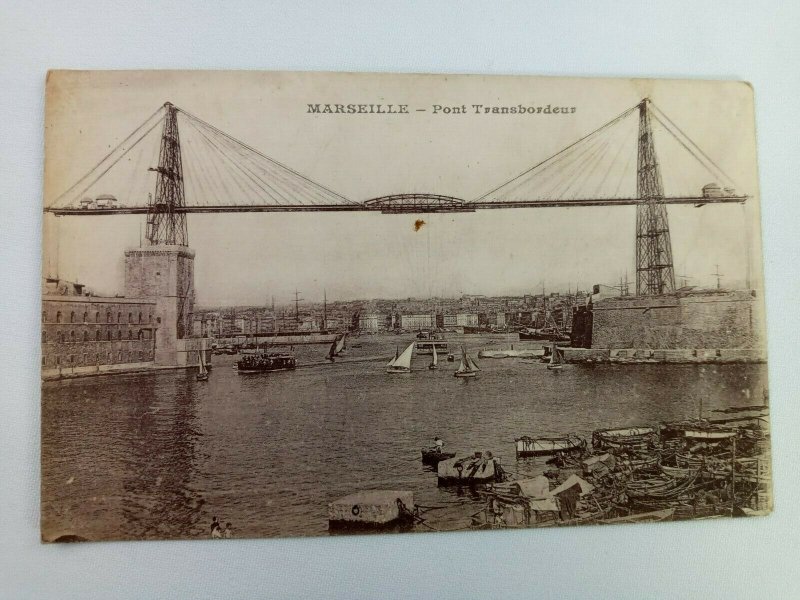 Vintage Postcard Marseille Pont Transboreur France Bridge Water and ...