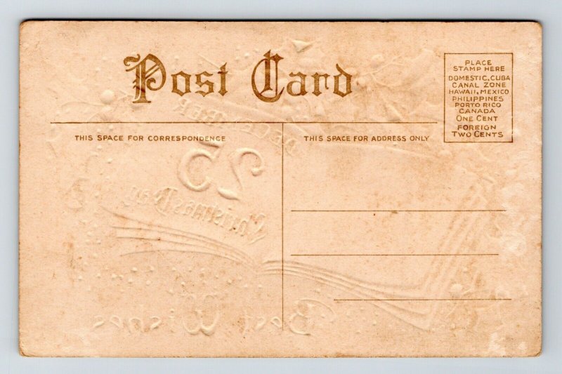 Open Book Christmas Day Cabin Scene Holly UNP Unused DB Postcard D17 ...