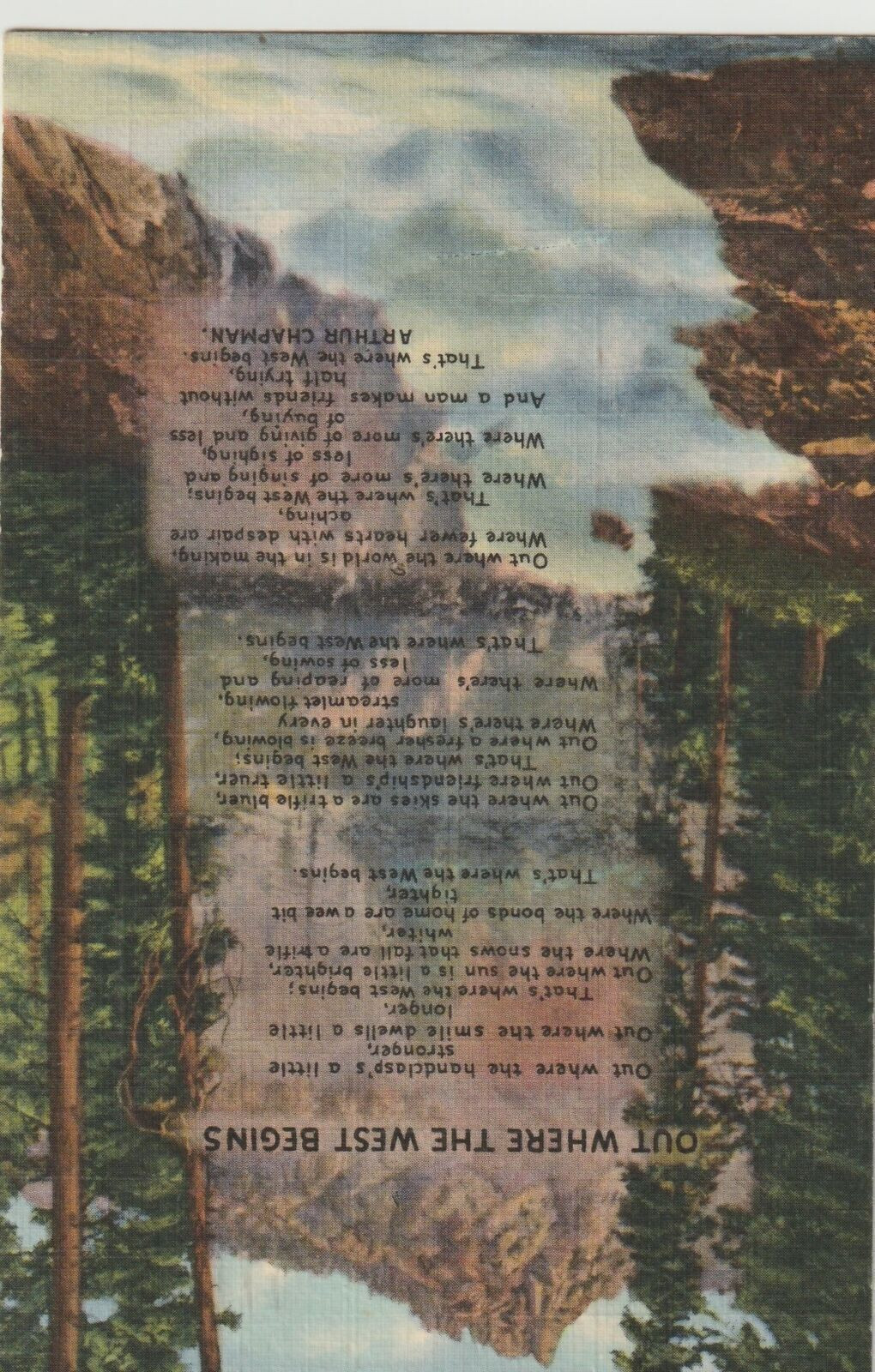 Vintage Postcard Poem of the West "Where the West Begins" Posted 1950 ...