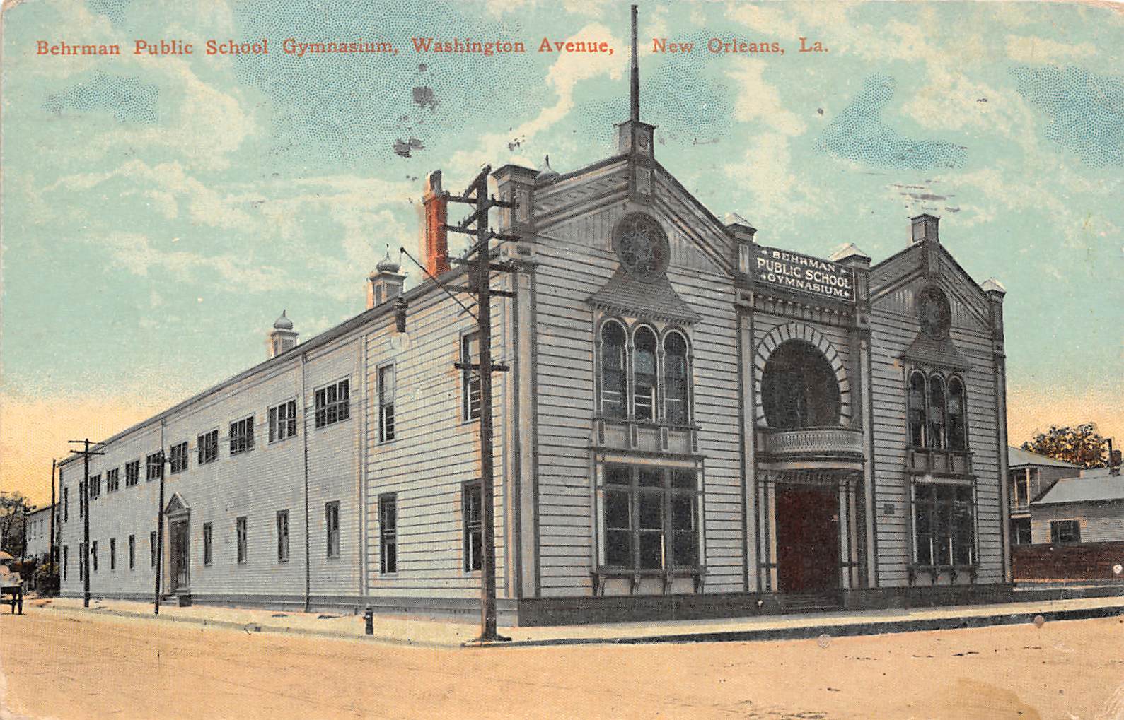 New Orleans Louisiana Behrman Public School Gymnasium, Color Lithograph ...