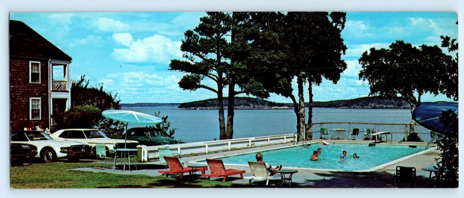 BAR HARBOR, Maine ME ~ Roadside BAR HARBOR MOTOR INN Pool 1970s ~3½"x9 ...