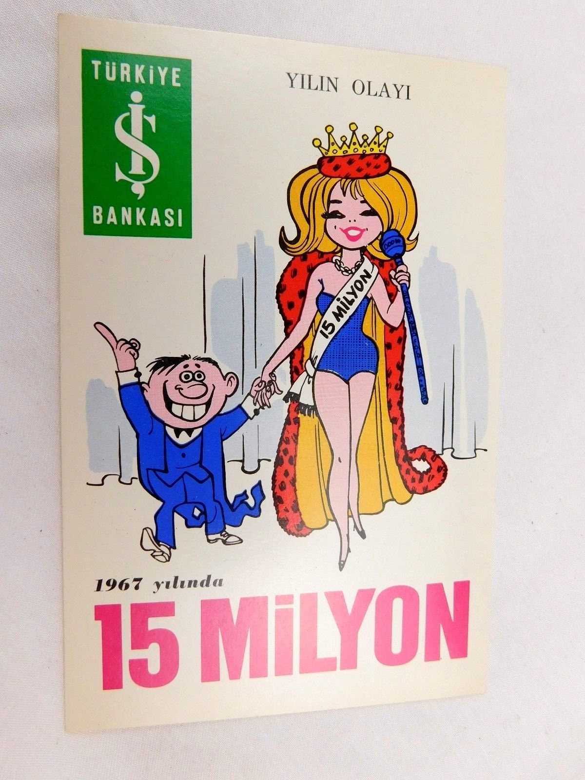 Vintage Turkey Bank Isbank Advertising Comical Yilinda 1967 Postcard ...