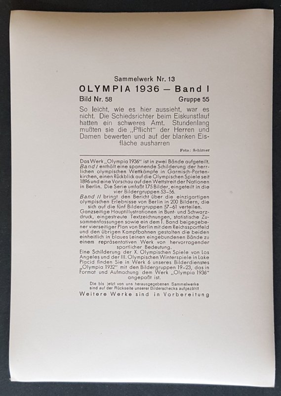 Rare Large Format Collector Photo Card 1936 Garmisch Olympics - Figure ...