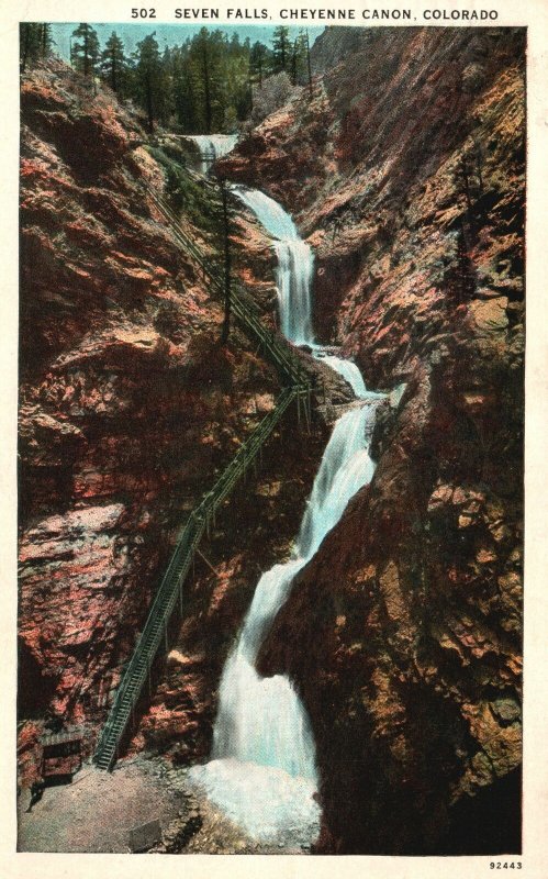 Vintage Postcard 1930's Seven Falls Massive Walls Cheyenne Colorado CO ... Vintage Postcard 1930's Seven Falls Massive Walls Cheyenne Colorado CO ...