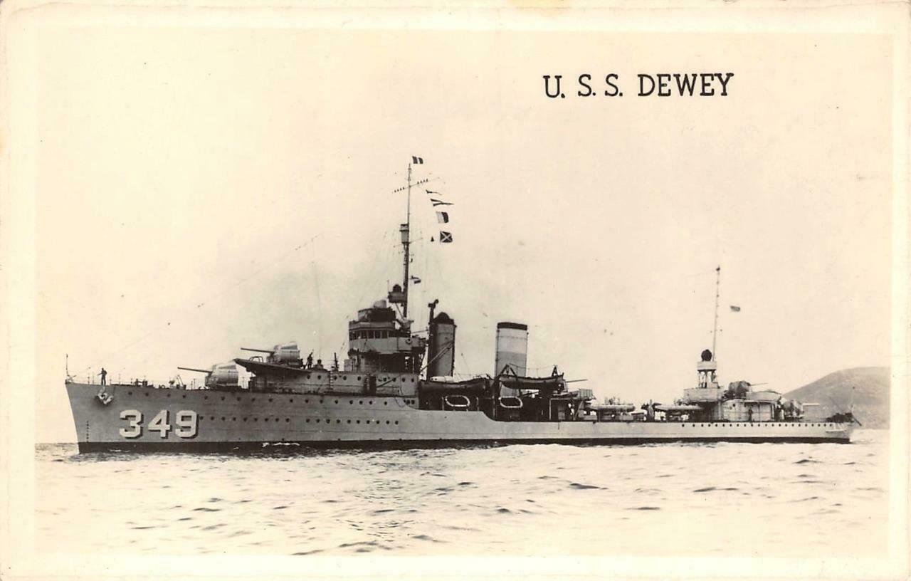 RPPC U.S.S. DEWEY Battleship WWII Navy c1940s Photo Vintage Postcard ...