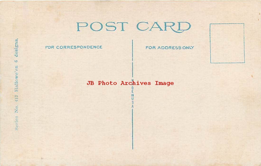 Halloween, Miller Art Co No 412a-4, Black Cat Walking on Fence with ...