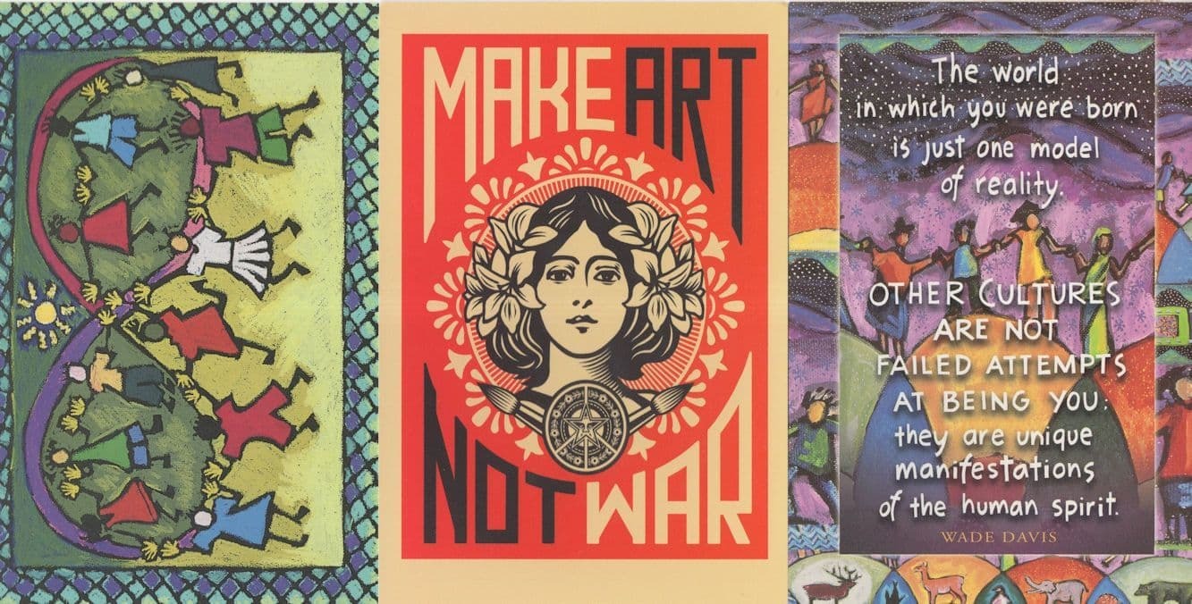 Shepard Fairey Make Art Not War Circle Dance 3x Painting Postcard s ...