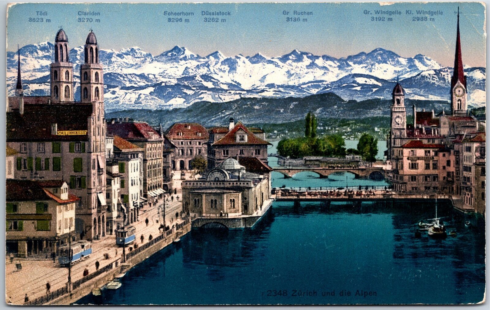 Vintage Postcard Bridges Scene at Zurich Switzerland Slogan Cancelled ...