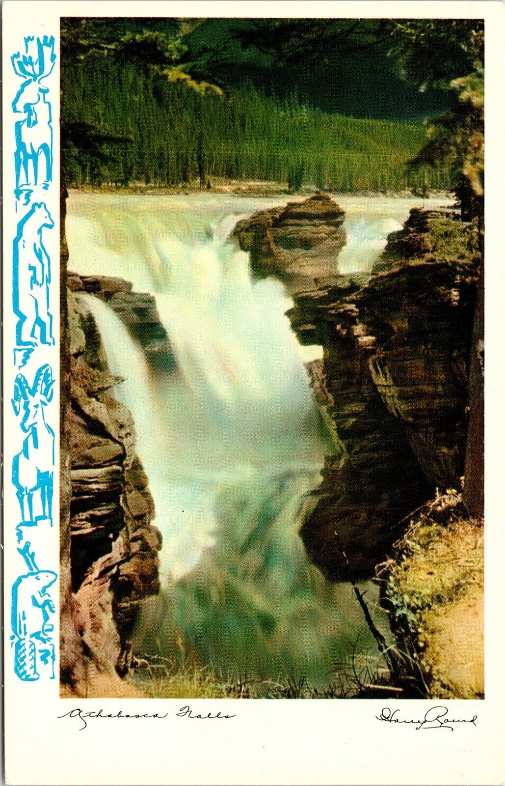 Athabasca Rushing Waterfall Banff Jasper Highway Harry Round Postcard ...