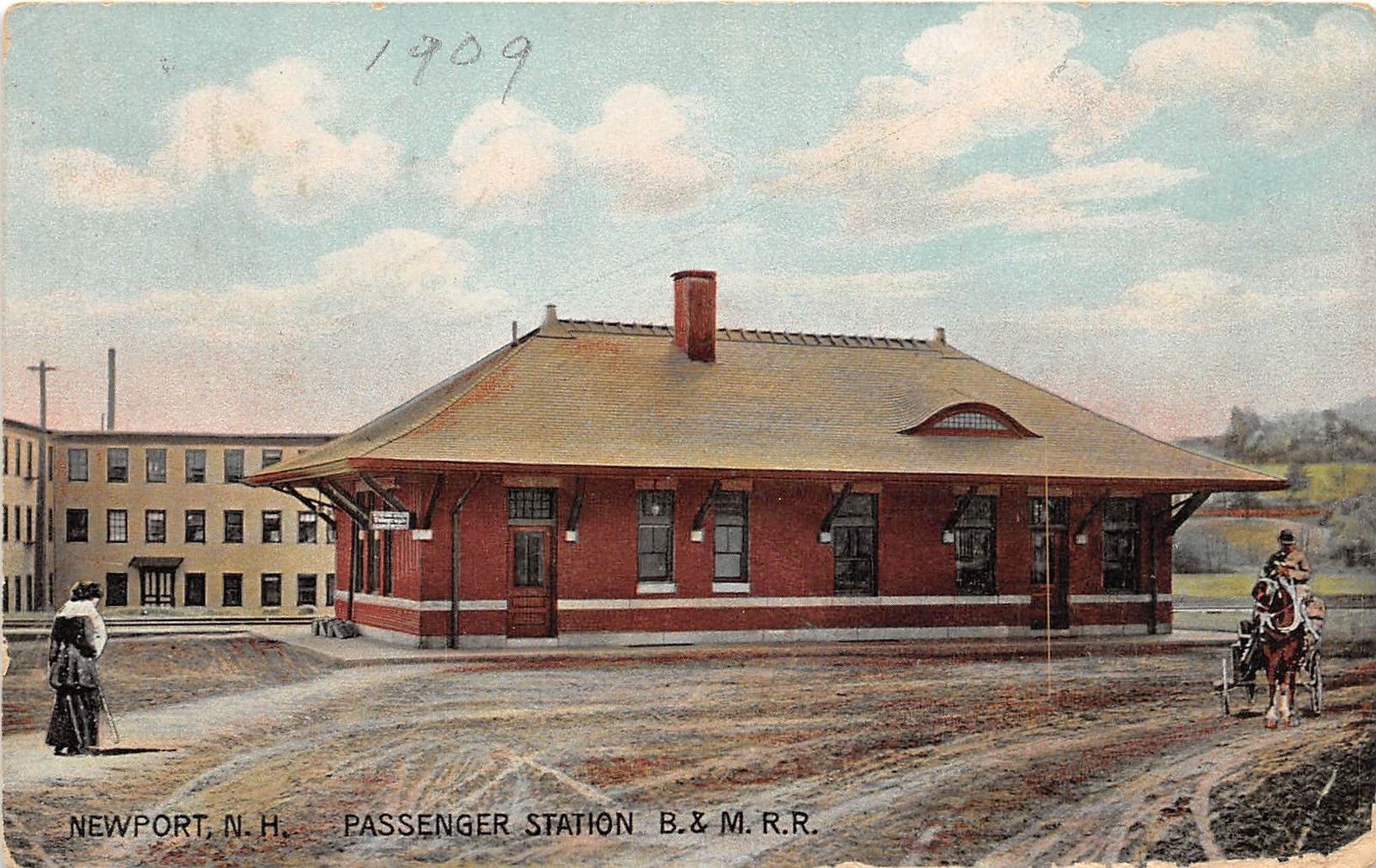 E8/ Newport New Hampshire Postcard 1909 Railroad Depot Station 1 ...